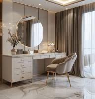 China Modern Luxury Bedroom Furniture Functional Bedding Room Set With Gold Plated Top And Marble Leather Ceramic Dressers for sale