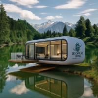 China Prefabricated 40 Fthotel Modular Steel Space Capsule House Mobile Container Houses With Toilet For 5 Persons Bedroom for sale