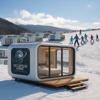 China Prefabricated 40 Fthotel Modular Steel Space Capsule House Mobile Container Houses With Toilet For 5 Persons Bedroom for sale