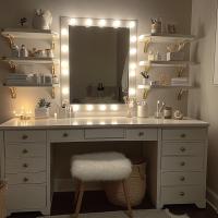 China Vanity Makeup Mirror With Lights Cosmetic Mirror With 15 Dimmable LED Bulbs for sale