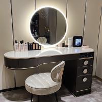 China Smart Furniture Modern Simple Multi Functional Princess Dressing Table Side Cabinet Vanity With Mirror Chair Smart Table for sale