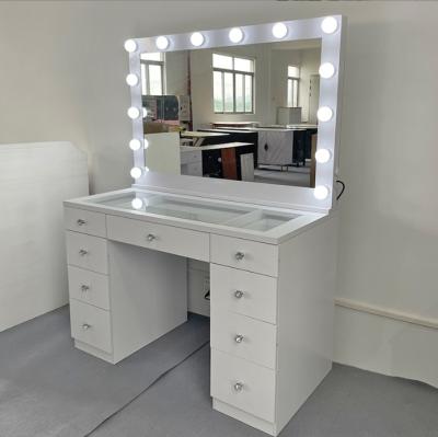 China Touch Screen Metal Frame 14 Bulbs Make Up Makeup Mirror With Lights  Led Vanity Mirror for sale