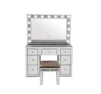China Sparkly Crushed Diamond Vanity Dressing Table With 2 Drawers And Jewelry Compartment For Girls Bedroom for sale