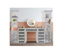China Sparkly Crushed Diamond Vanity Dressing Table With 2 Drawers And Jewelry Compartment For Girls Bedroom for sale