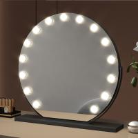 China Smart Round Makeup Mirror with 14 Light Bulbs and LED Vanity Mirror for Modern Dressing Room for sale