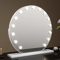 China Smart Round Makeup Mirror with 14 Light Bulbs and LED Vanity Mirror for Modern Dressing Room for sale