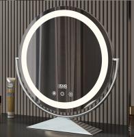 China Modern Silver LED Makeup Mirror with Smart Touch Buttons for Bathroom and Vanity for sale