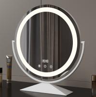 China Modern Silver LED Makeup Mirror with Smart Touch Buttons for Bathroom and Vanity for sale