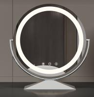 China Modern Silver LED Makeup Mirror with Smart Touch Buttons for Bathroom and Vanity for sale