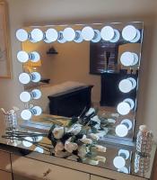 China Frameless Makeup Mirror with 15 Dimmable LED Lights and Stainless Steel Frame in 91*76CM Size for sale