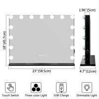 China 3 Color Light Adjustable Lighting Makeup Mirror with USB Charging Port for Vanity and Dressing Room for sale