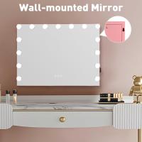 China Modern Hollywood Makeup Mirror with 3 Color Temperature Adjustable Brightness and USB Charging Port for sale