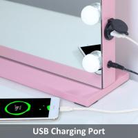 China Modern Hollywood Makeup Mirror with 3 Color Temperature Adjustable Brightness and USB Charging Port for sale