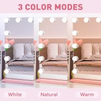 China Modern Hollywood Makeup Mirror with 3 Color Temperature Adjustable Brightness and USB Charging Port for sale