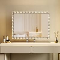 China Stainless Steel Crystal Glass LED Vanity Mirror with RGB Light Adjustable for Personal Beauty and Home Cosmetic for sale