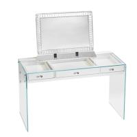 China Stainless Steel Crystal Glass LED Vanity Mirror with RGB Light Adjustable for Personal Beauty and Home Cosmetic for sale