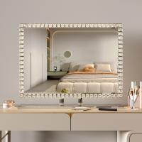 China Stainless Steel Crystal Glass LED Vanity Mirror with RGB Light Adjustable for Personal Beauty and Home Cosmetic for sale