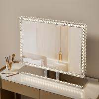 China Stainless Steel Crystal Glass LED Vanity Mirror with RGB Light Adjustable for Personal Beauty and Home Cosmetic for sale