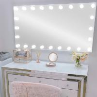 China Extra Wide Hollywood Style Makeup Mirror with Frosted LED Bulbs and 136.5*73*8cm Size for sale