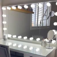 China Extra Wide Hollywood Style Makeup Mirror with Frosted LED Bulbs and 136.5*73*8cm Size for sale