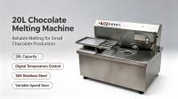 China 20L Capacity Chocolate Melting Machine with Digital Temperature Control and 304 Stainless Steel Construction for sale