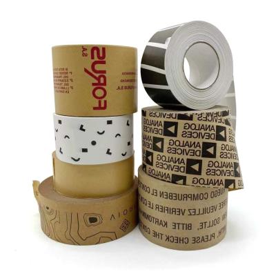 China Water Activated Gummed Packing Kraft Paper Tape With Brand Custom Printed Logo for sale