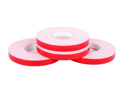 China Solvent Glue PE Foam Double Sided Self Adhesive Tape Red Silicon Paper No Printing for sale
