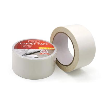 China 1-2 Inch White Fabric Cloth Dual Sided Carpet Adhesive Double Coated Carpet Tape for sale