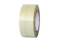 China Waterproof Fiberglass Mesh Tape Carton Sealing PET Film With Glass Yarn for sale