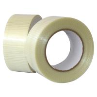 China Single-Sided Transparent Fiberglass Adhesive Tape Reinforced with 48mm*20m Size and 150mic Thickness for Sealing and Masking for sale