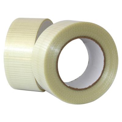 China Single-Sided Transparent Fiberglass Adhesive Tape Reinforced with 48mm*20m Size and 150mic Thickness for Sealing and Masking for sale