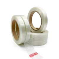 China Fiberglass Filament Tape with 135mic Thickness 800N/inch Tensile Strength and 11N/inch Pell Adhesion for Heavy Packing and Metal Strapping for sale