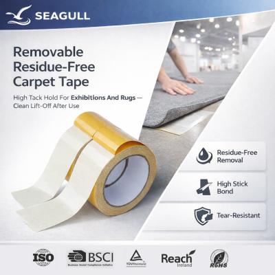 China Professional Residue Free Custom Double Sided Adhesive Carpet Tape For Rug Mat Flooring for sale
