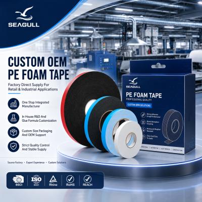 China Strong Adhesive Cushioning Insulation PE Foam Tape For Door Window Sealing for sale