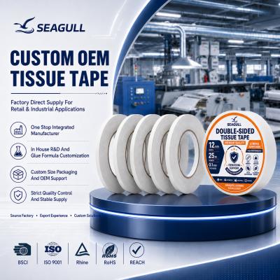 China High Adhesion Heat Resistant Double Sided Tissue Paper Tape for Bonding for sale