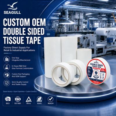 China Strong Adhesion Double Coated Tissue Paper Tape For Printing Label Graphic Mounting for sale