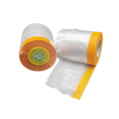 China Pre Taped Masking Film Floor Paint Shield Moving Protective Car Plastic Protective Film For Carpets for sale