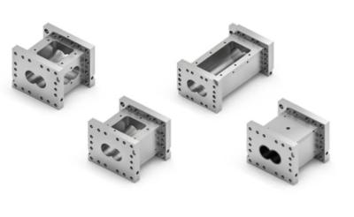 China Parallel Twin Plastic Extruder Screw and Barrel 12-350mm Diameter Co-Rotating for sale