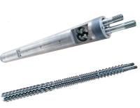 China Bimetallic Nitride Conical Twin Screws and Barrels for WPC PVC PE Extruder 0.5-0.8mm Nitridation Depth for sale