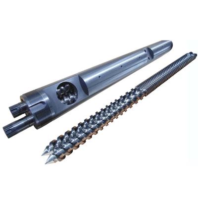 China Bimetallic Nitride Conical Twin Screws for WPC PVC PE Extruder 38CrMoAIA 950-1020HV for sale