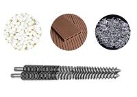China Bimetallic Nitrided Conical Twin Screws for WPC PVC PE Extruder 0.5-0.8mm Depth for sale