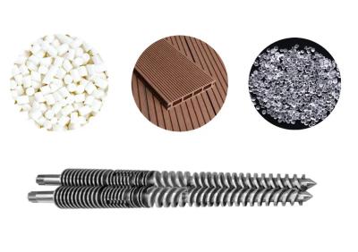 China Bimetallic Nitrided Conical Twin Screws for WPC PVC PE Extruder 0.5-0.8mm Depth for sale