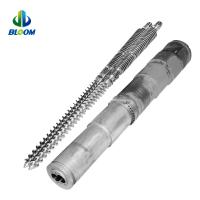 China Bimetallic Conical Twin Screw and Barrel for PVC WPC Pipe Sheet Extrusion 45mm to 92mm for sale
