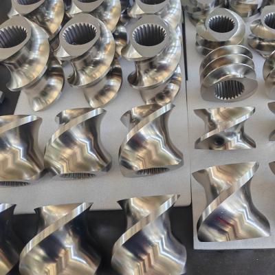 China High Precision Twin Screw Elements Wear Corrosion Resistant W6542 D2 38CrMoAIA for Plastic Extrusion for sale