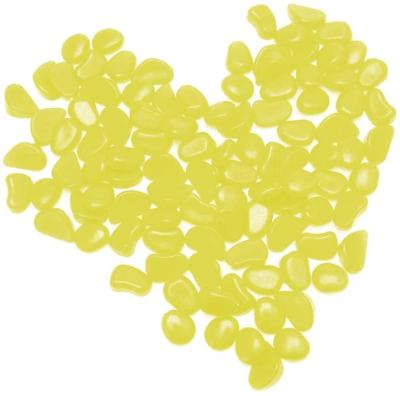 China Glow in the Dark Pebble Stones 1-3mm Yellow Luminous Glass Granules for Garden Aquarium Decoration for sale