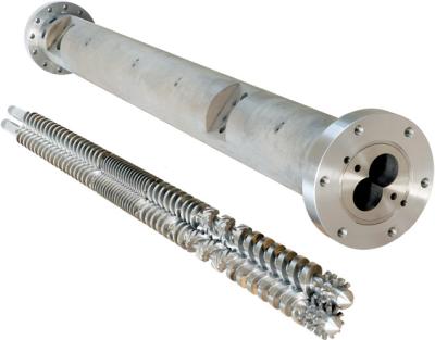 China Counter Rotating Parallel Twin Screw Barrel 45mm-170mm L/D 18-34 Customized for sale