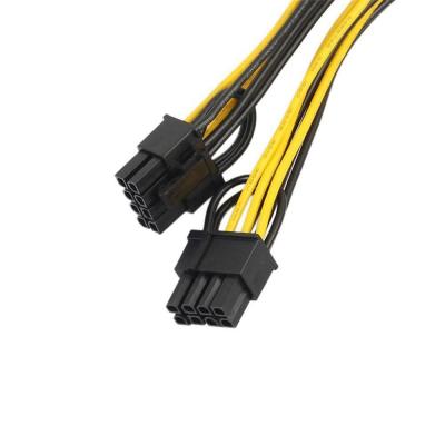 China 18AWG Pure copper PCIE 8 Pin female to 2x 8 Pin ( 6+2pin ) male cable GPU Power Extension Cable connector 8pin 20cm for sale