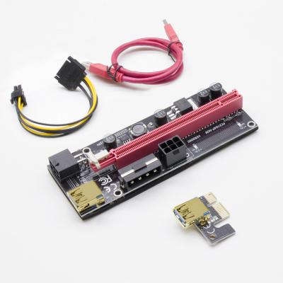 China PCIE Riser 1X to 16X Graphics Extension for GPU Powered Riser Adapter Card 60cm USB 3.0 Cable, 4 Solid Capacitors for sale