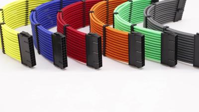 China PSU Cable Extension  Male To Female Sleeved Cable Extension Kit 18AWG 30cm For Computer Power Supply Cable Black/White for sale