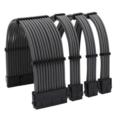 China Hot Selling Arc Cable Cotton Sleeved Computer PC ATX Used Male to Female Stripped Curved Extension Cord  300mm for sale